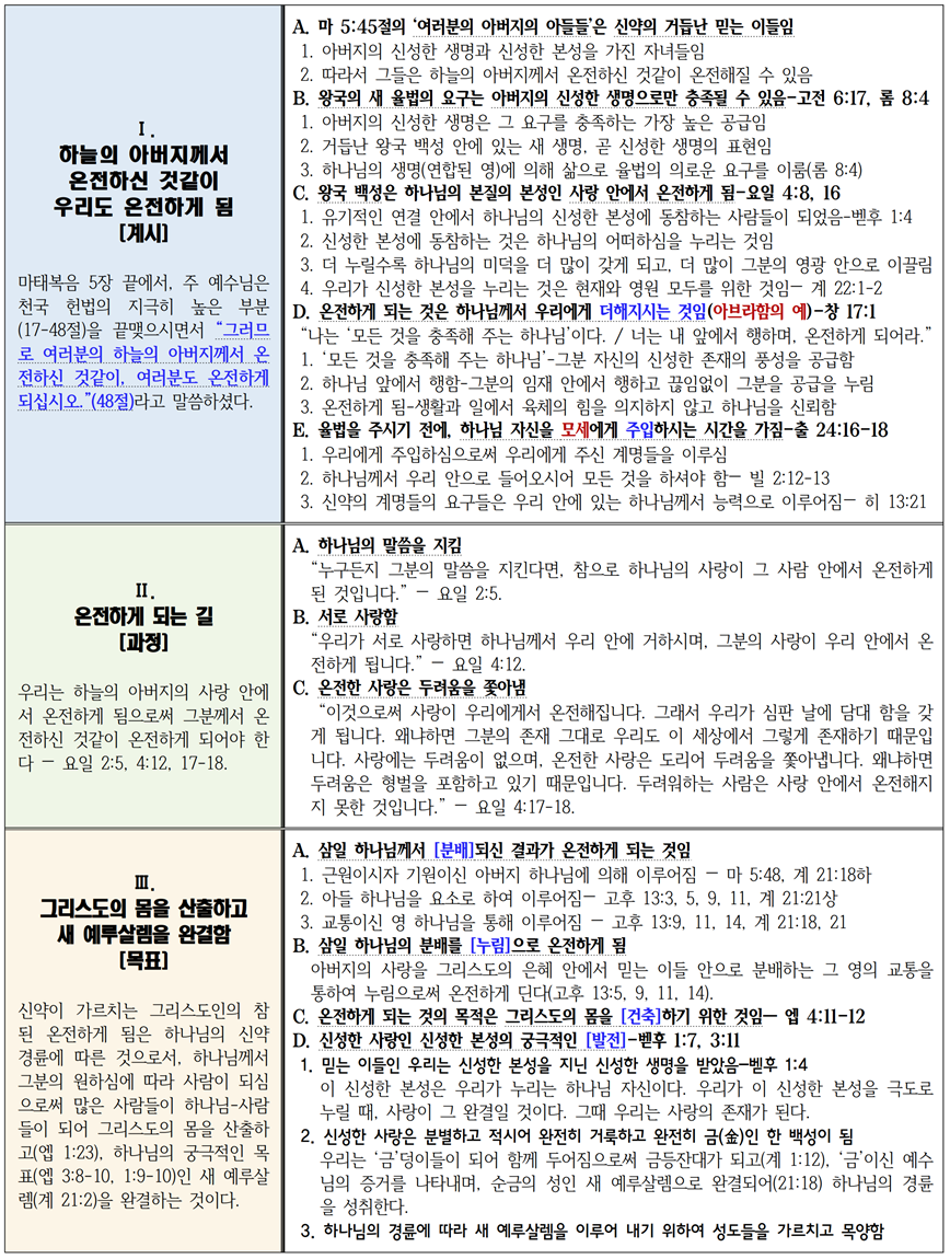 성경진리사역원(BTMK) | [2022 가을 장로] - M7 하늘의 아버지의 사랑 안에서 온전하게 됨으로 그분께서 온전하신 것 같이 우리도 온전하게 됨
